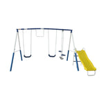 Metal Swing Set with Fun Glider, Bench Swing Seats, Trapeze, Wave Slid ...