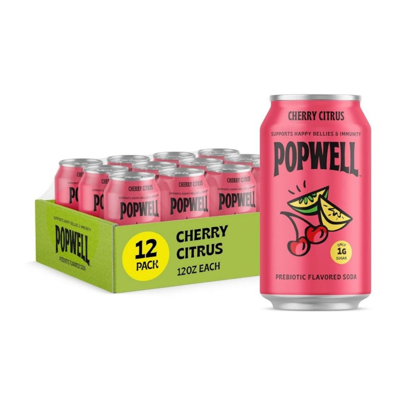 12 Cans of Popwell Cherry Citrus Prebiotic Soda – simplexdeals