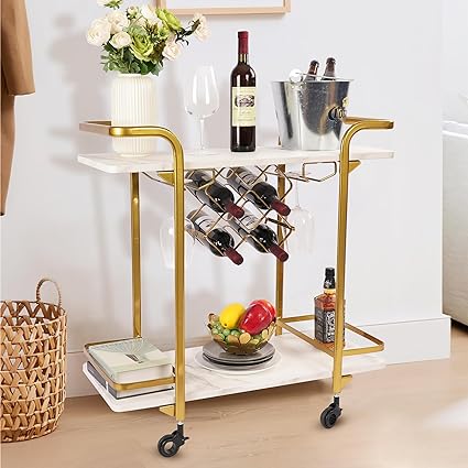 2-Tier Premium Texture Bar Cart – simplexdeals
