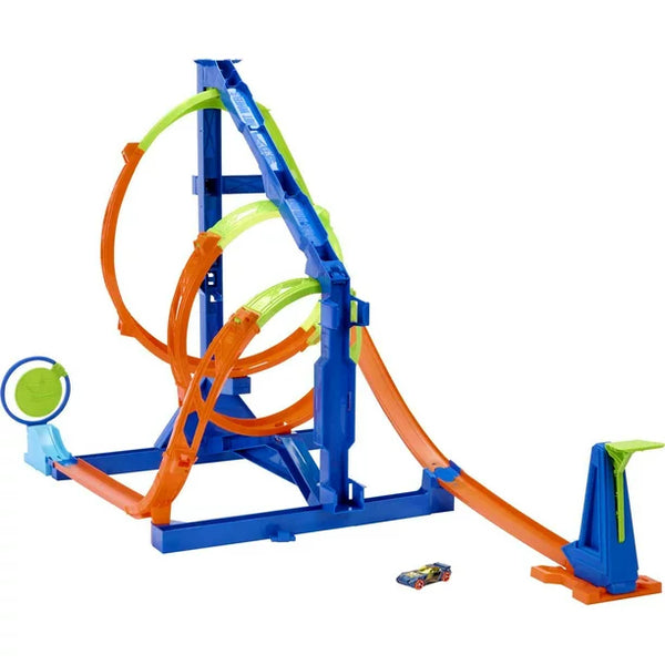 Hot Wheels Action Corkscrew Triple Loop Track Set with 1 Toy Car ...