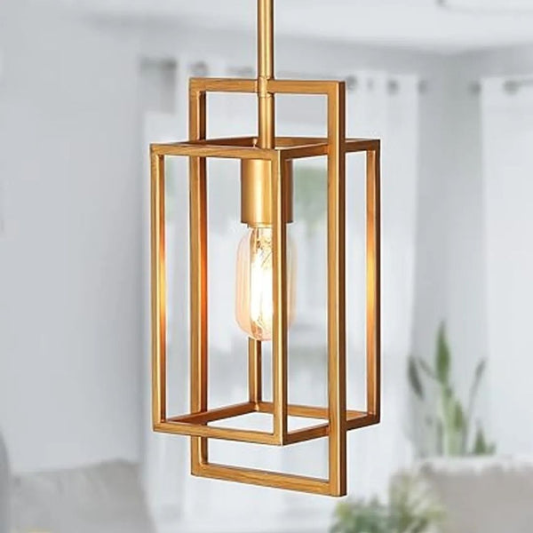 Optimant Lighting Gold Geometric Cage Pendant Light – simplexdeals