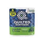 6 Mega Rolls = 24 Regular Rolls Quilted Northern Ultra Soft & Strong T ...