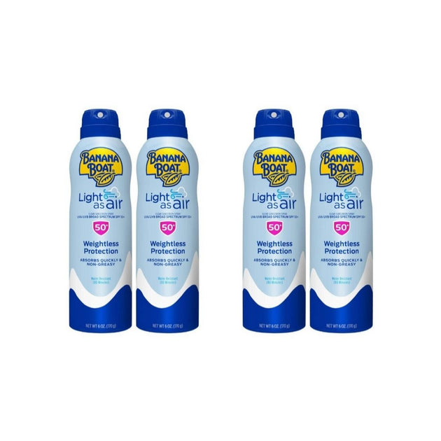 4 Cans of Banana Boat Light As Air Sunscreen Spray SPF 50 + Get $4 Ama ...