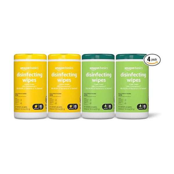 340-Count Amazon Basics Lemon & Fresh Scent Disinfecting Wipes ...