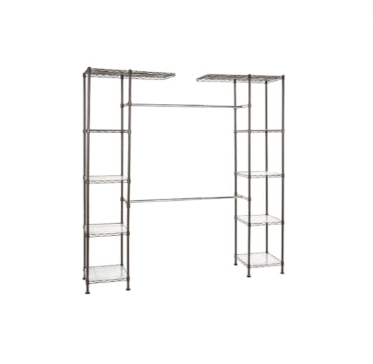 Amazon Basics Expandable Metal Hanging Storage Rack Wardrobe With Shel ...