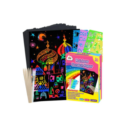 60 Pcs Rainbow Scratch Paper Art Set – simplexdeals