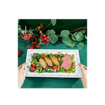 12 Pack Heavy Duty White Lace Rim Plastic 13″ x 8″ Serving Tray & Plat ...