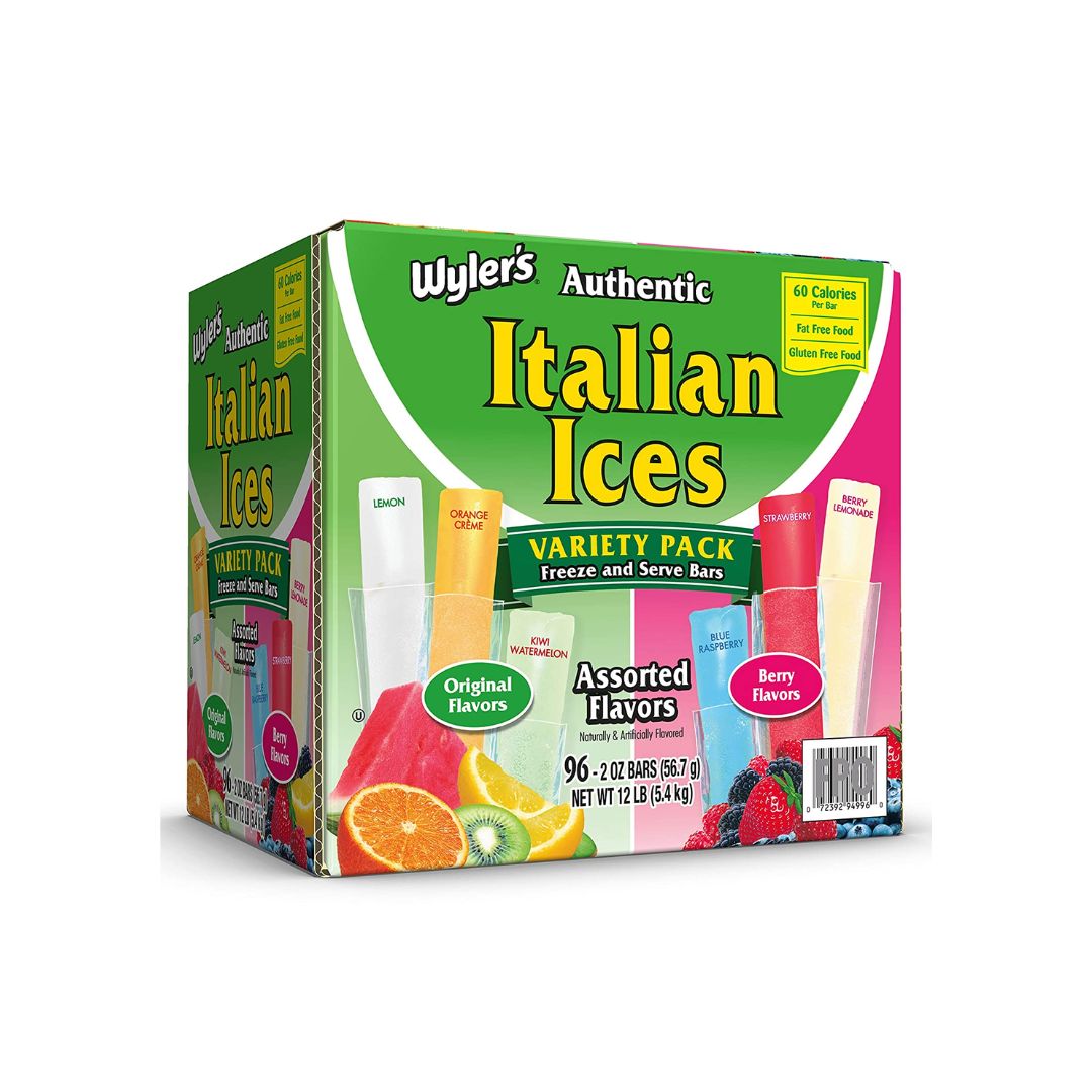 96-Count Wyler’s Authentic Italian Ice Fat Free Freezer Bars Original ...