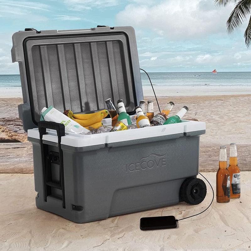 IceCove Norah 60-Quart Ice Chest with Solar Charger, Bottle Openers, H ...