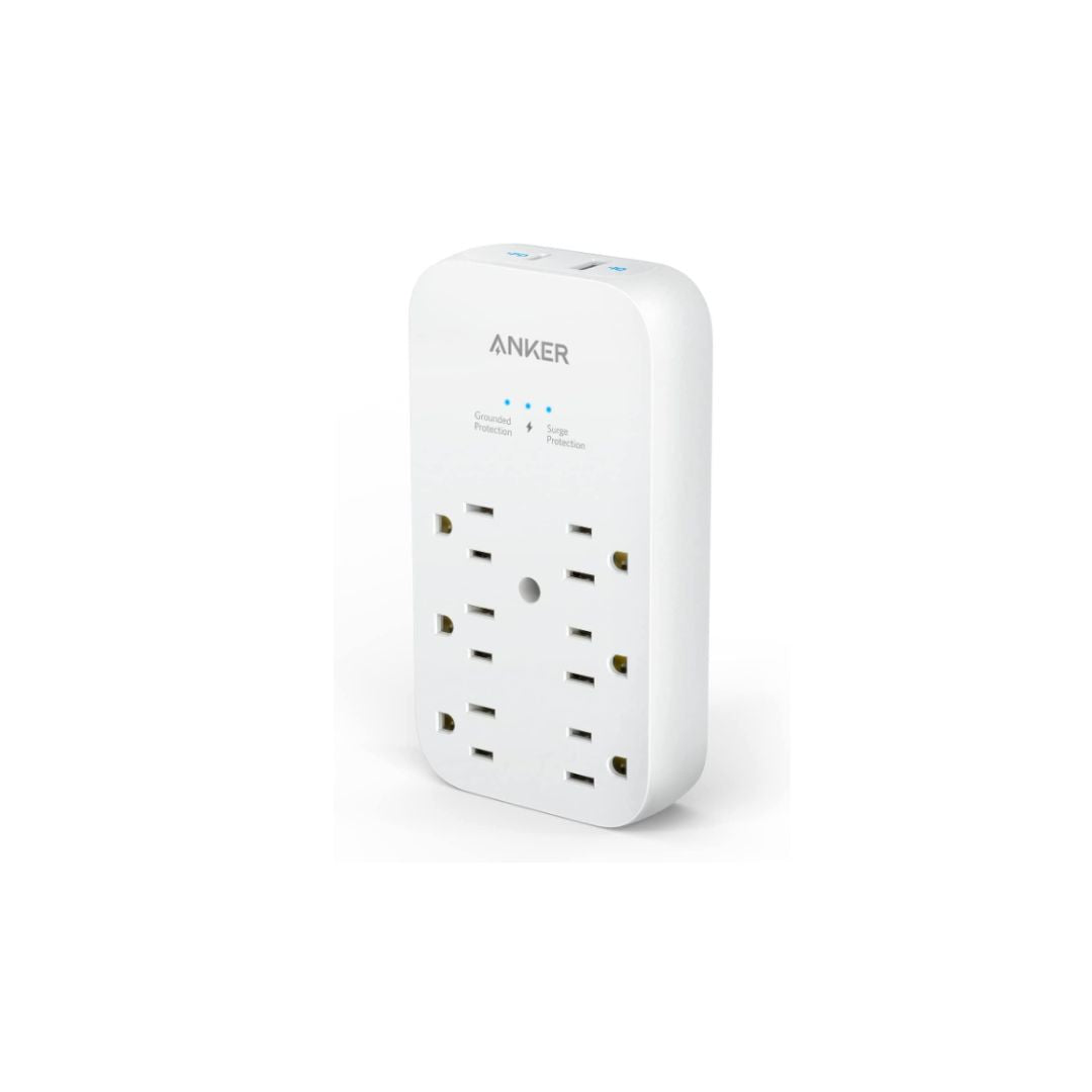 Anker 6 Outlets and 2 USB Ports 20W Outlet Extender and USB Wall Charg ...
