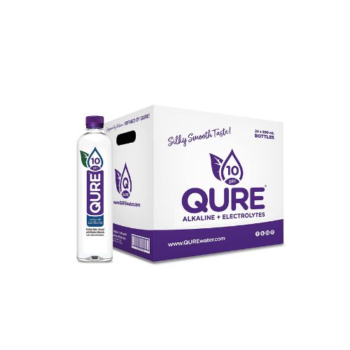 24-Pack QURE Water, Premium 10 pH Ionized Alkaline Bottled Water Via A ...